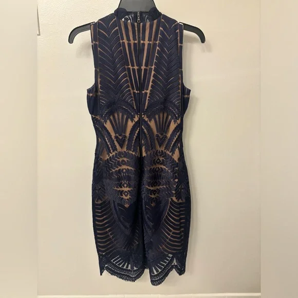 Bardot | Dresses | Bardot Navy Blue And Nude Underlined Lace Dress ...
